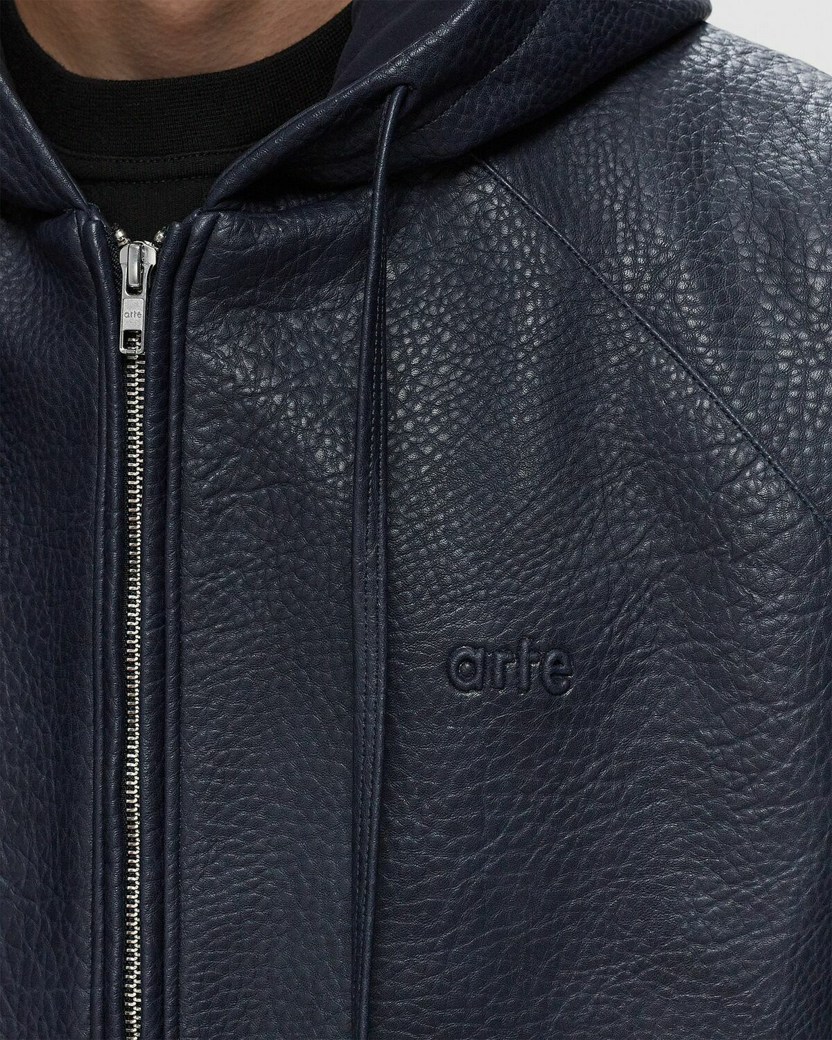 Arte Antwerp Leather Hoodied Jacket Blue Bomber Jackets Arte Antwerp