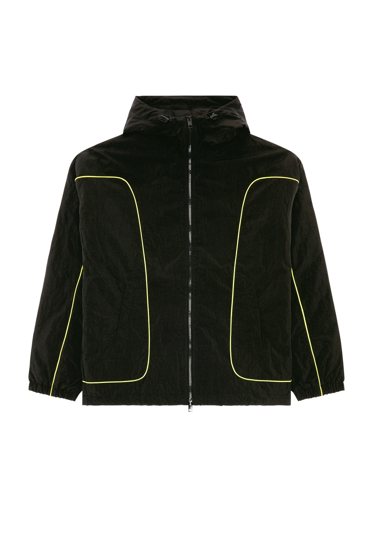 Diesel Padded hooded jacket in wrinkled nylon - Jackets Mens in Black ...