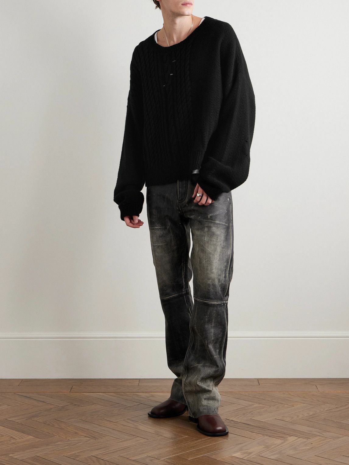 Enfants Riches Déprimés - Oversized Cable-Knit Cashmere Sweater - Black ...