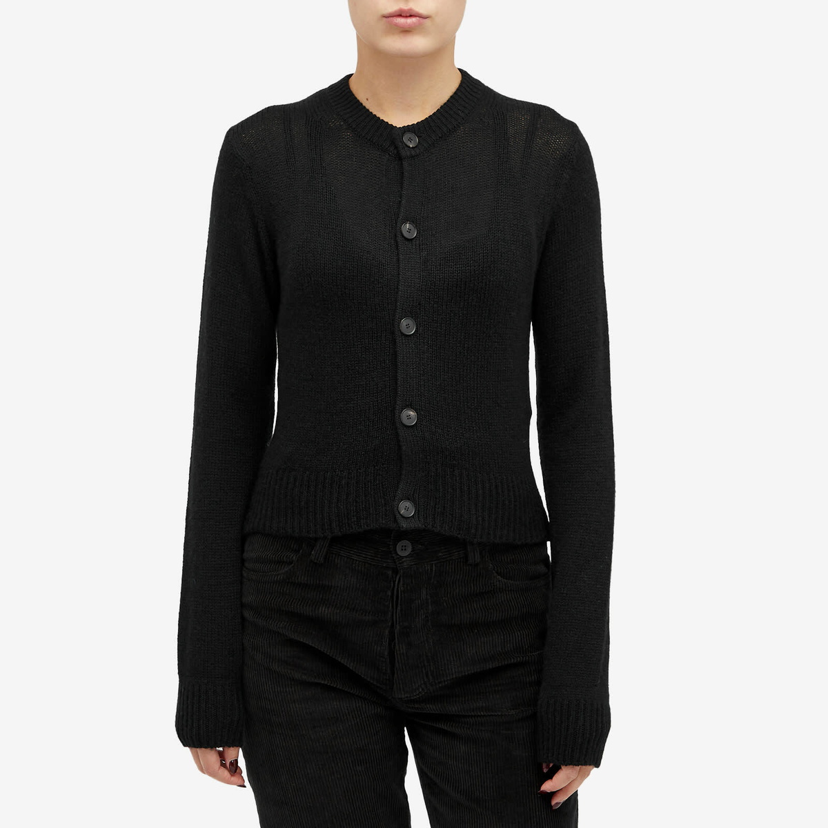Auralee Women's Wool Cashmere Silk Knit Cardigan in Black Auralee