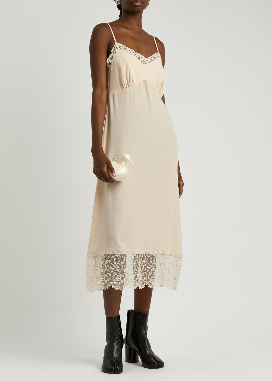 Simone Rocha Lace-trimmed Midi Dress Nude Simone Rocha