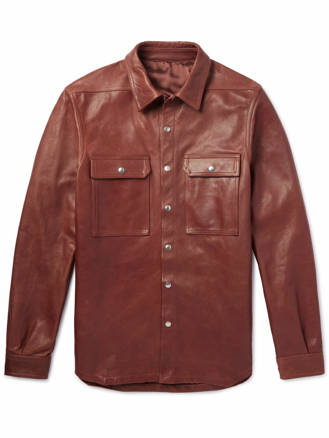 Rick Owens - Webbing-Trimmed Leather Overshirt - Red Rick Owens