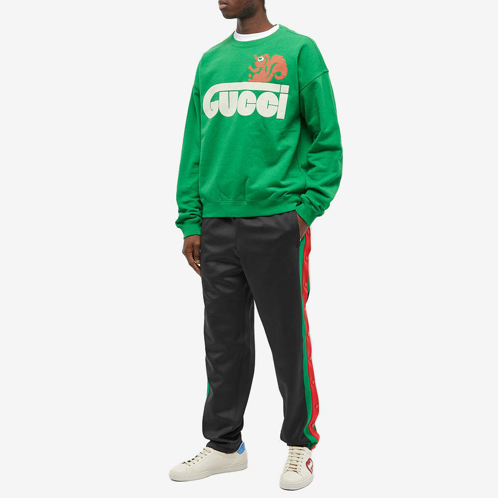 Gucci Men's Animal Logo Crew Sweat in Green Gucci