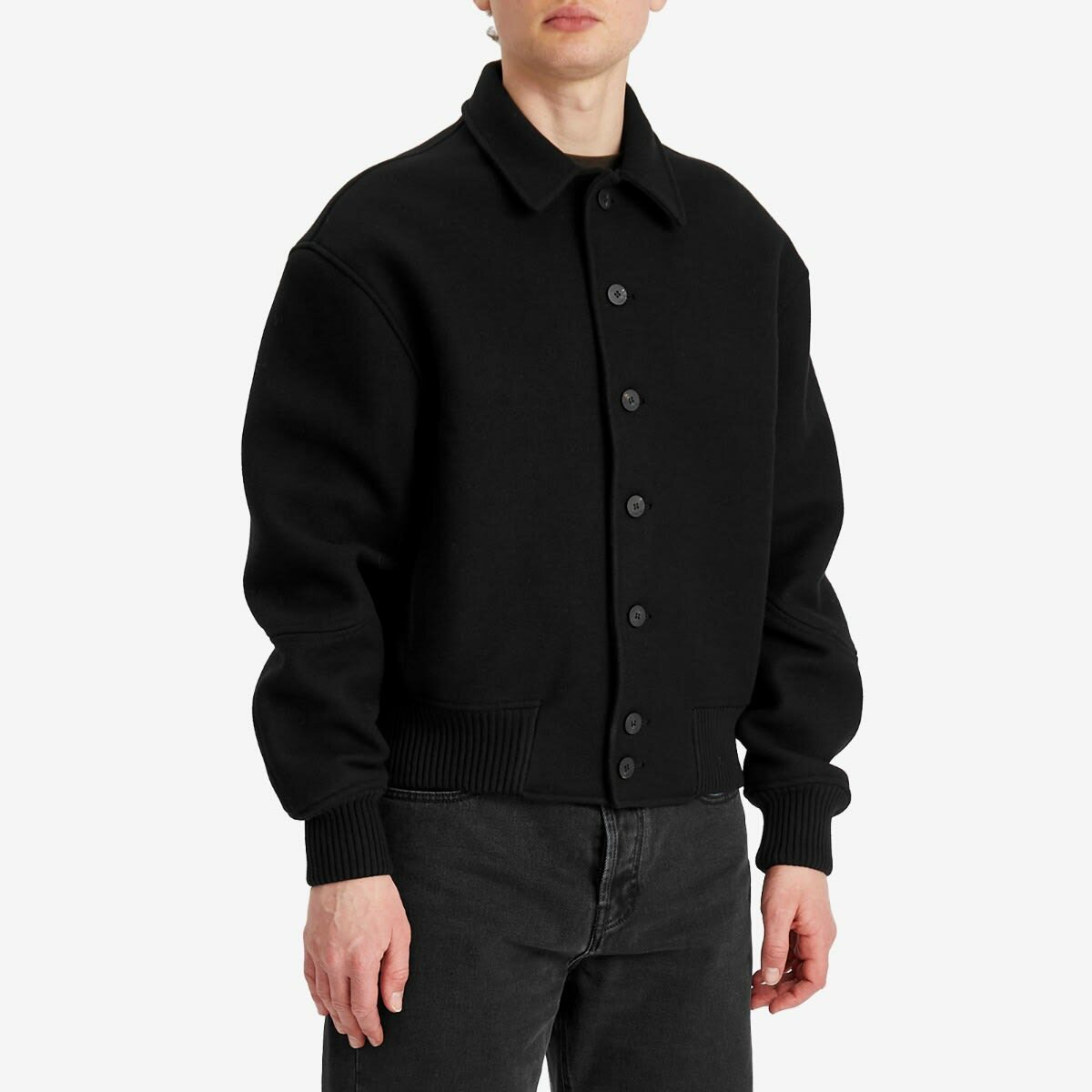 Jacquemus Men's Felt Bomber Jacket in Black Jacquemus
