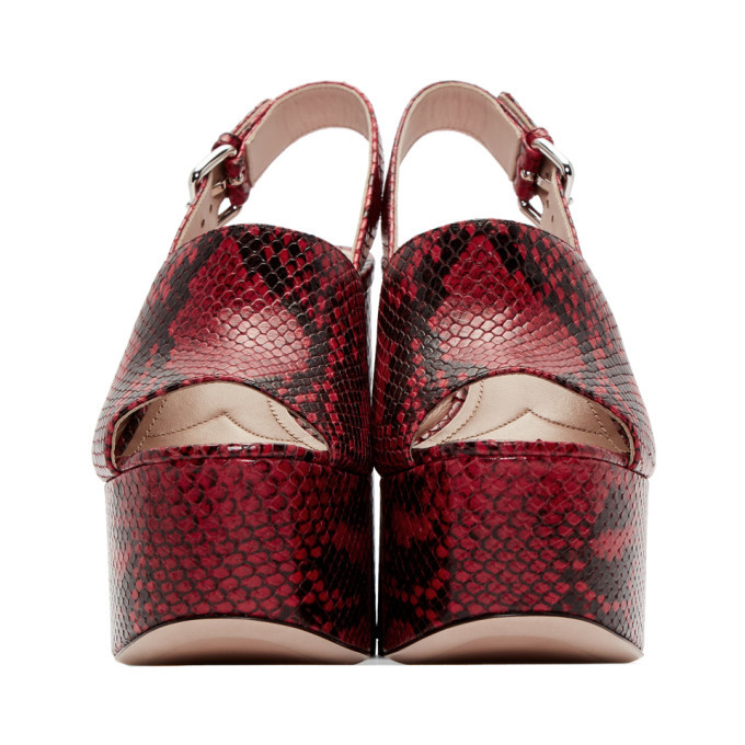 Miu Miu Red Python Print Sandals Miu Miu