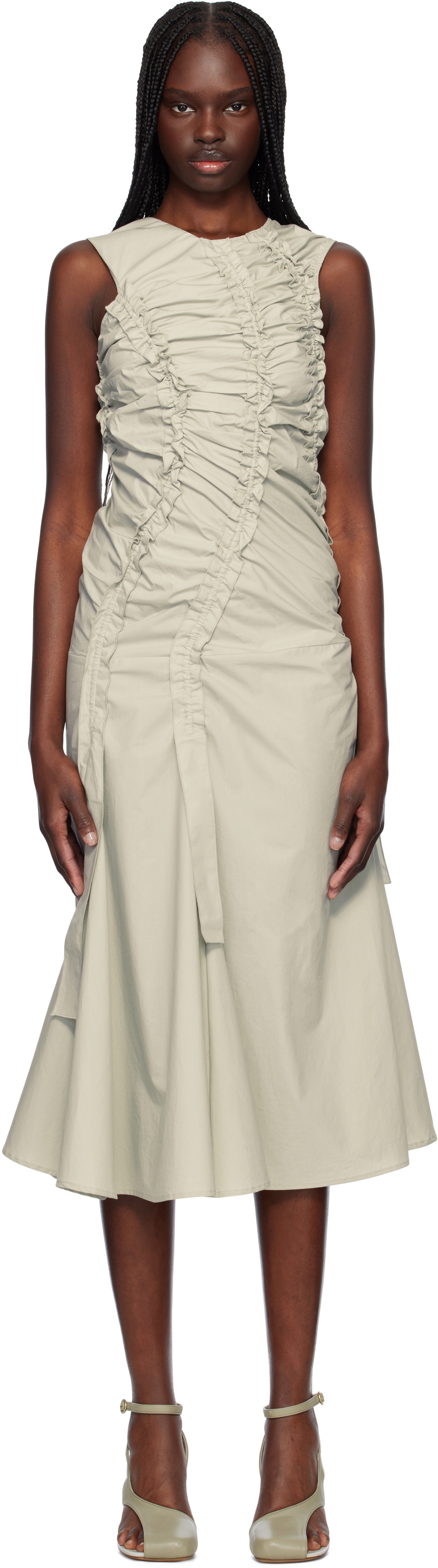 Renaissance Renaissance Gray Kyra Cotton Midi Dress Renaissance Renaissance