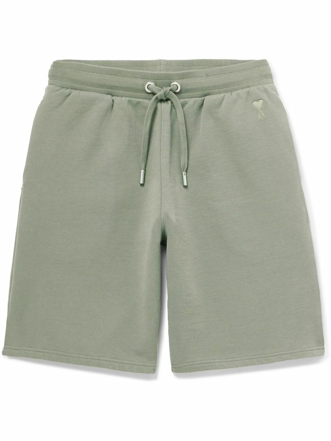 AMI PARIS - ADC Wide-Leg Organic Cotton-Jersey Drawstring Shorts ...