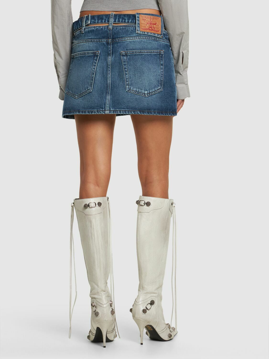 Y/PROJECT - Denim Mini Skirt W/ Logo Belt Y/Project