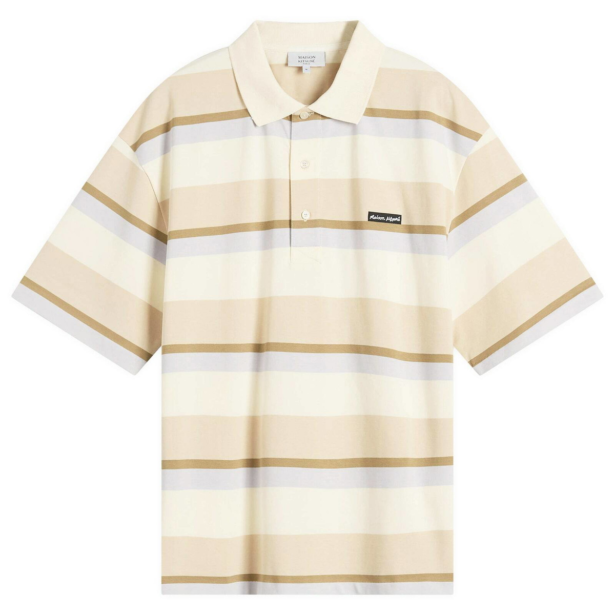 Maison Kitsuné Men's Striped Oversize Polo in Soft Mauve/Cardamone ...