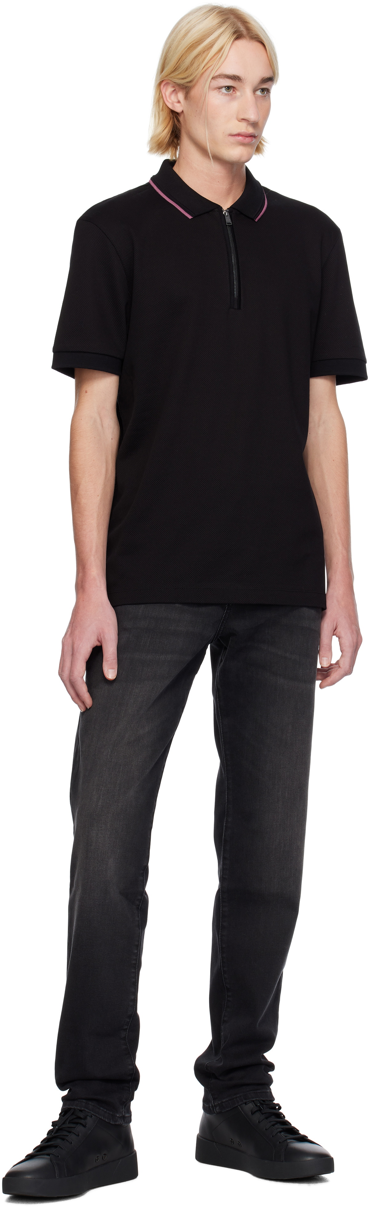 BOSS Black Zip Placket Polo BOSS