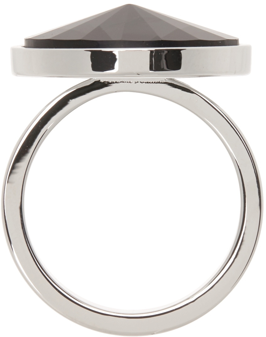 We11done Black Crystal Round Cut Ring We11done