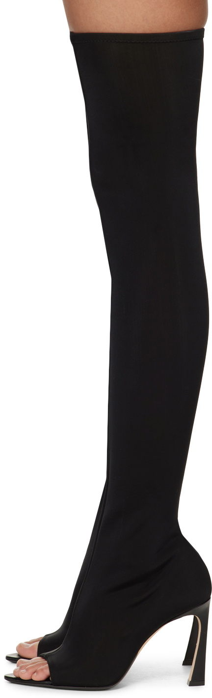 Victoria Beckham Black Peep Toe Stretch Jersey Boots Victoria Beckham