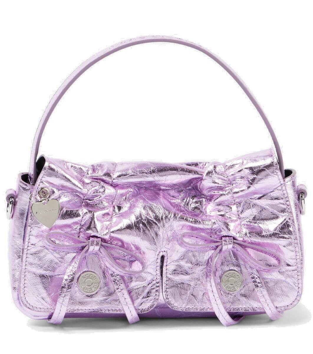 Acne Studios Bow-detail metallic leather shoulder bag Acne Studios