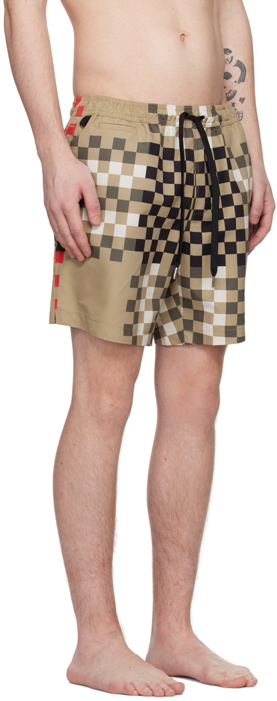 Burberry Beige Check Swim Shorts Burberry
