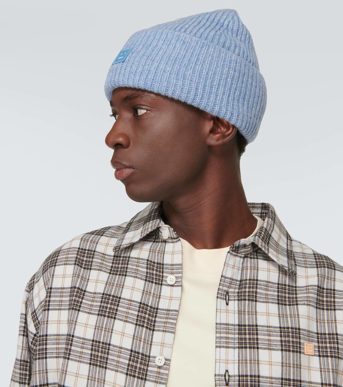 Acne Studios Face ribbed-knit wool beanie Acne Studios