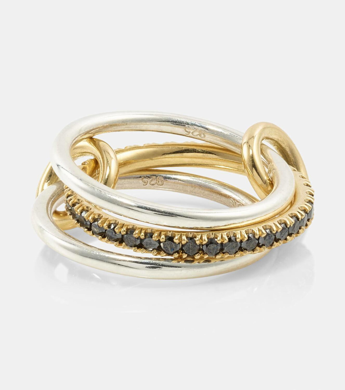 Spinelli Kilcollin Tigris 18kt gold and sterling silver ring with black ...