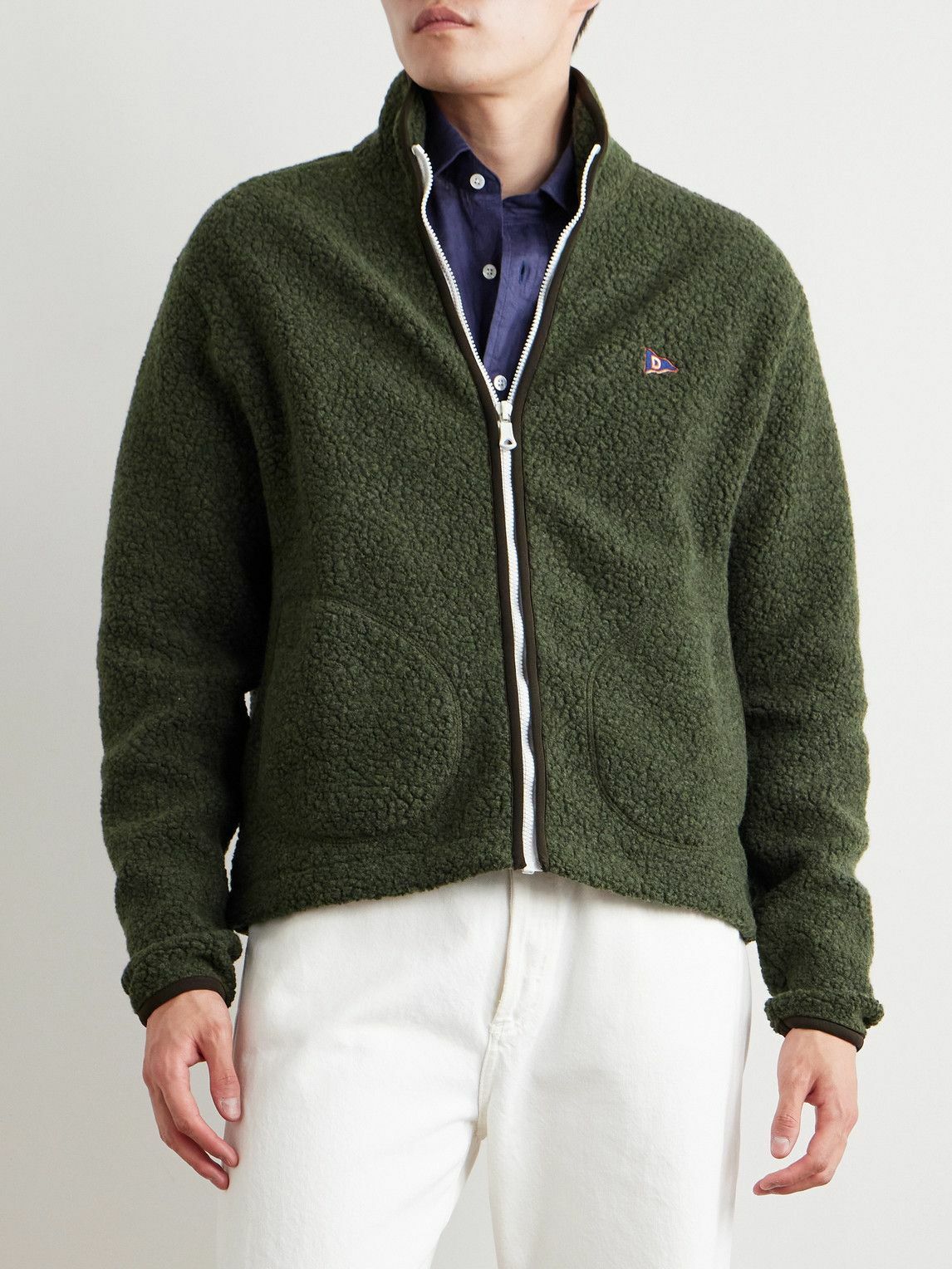 Drake's - Logo-Embroidered Wool-Blend Bouclé Jacket - Green Drake's