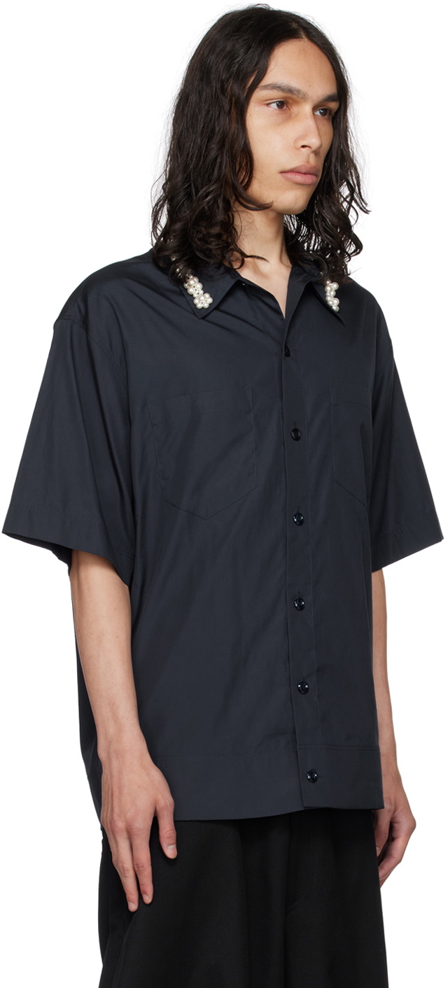 Simone Rocha Navy Embellished Shirt Simone Rocha