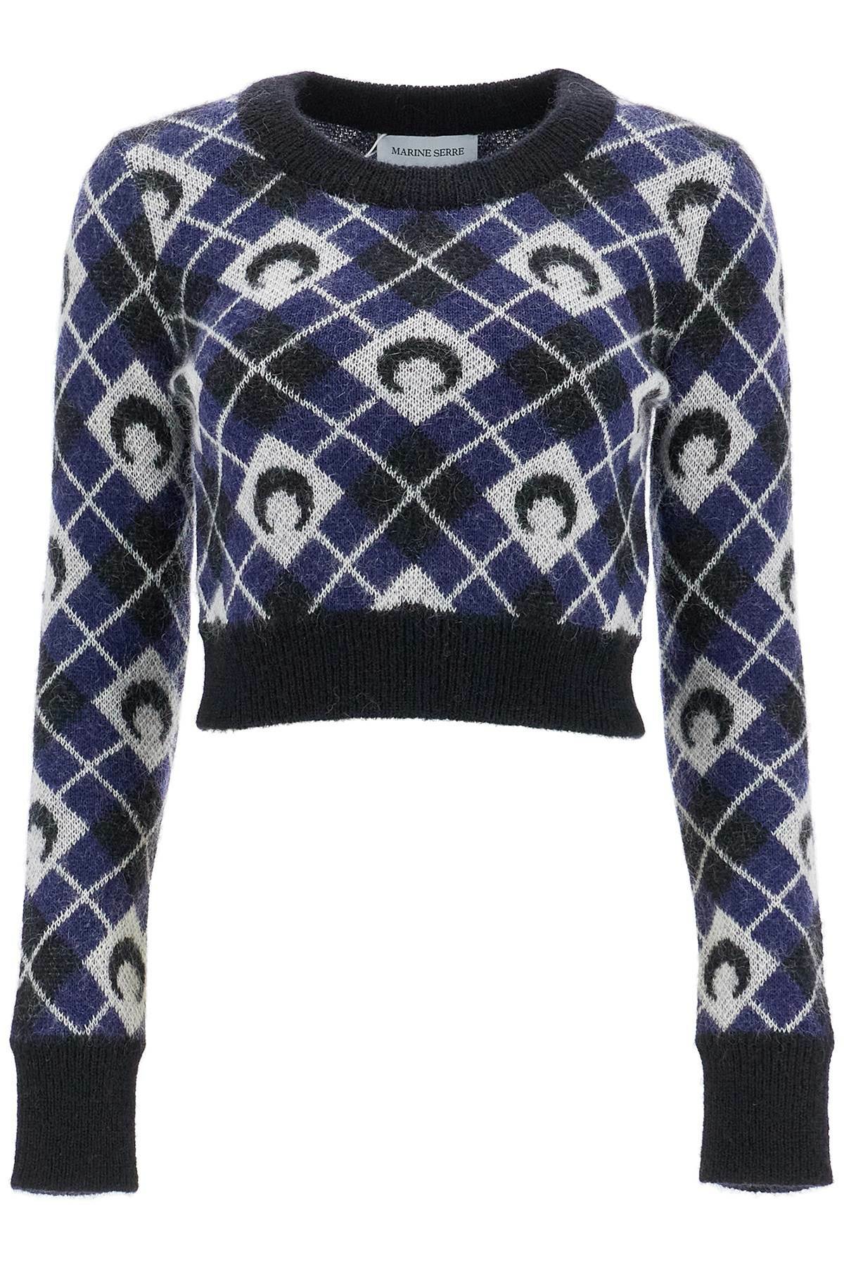 MARINE SERRE cropped moon argyle pattern Black Marine Serre
