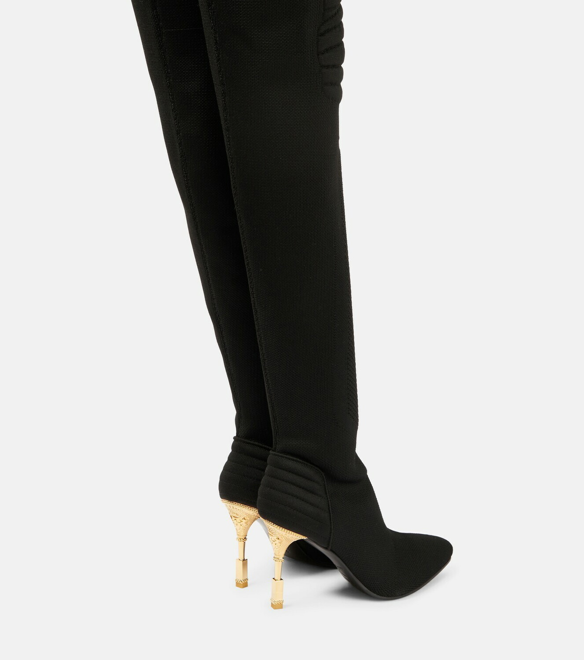 Balmain - Moneta knit over-the-knee boots Balmain