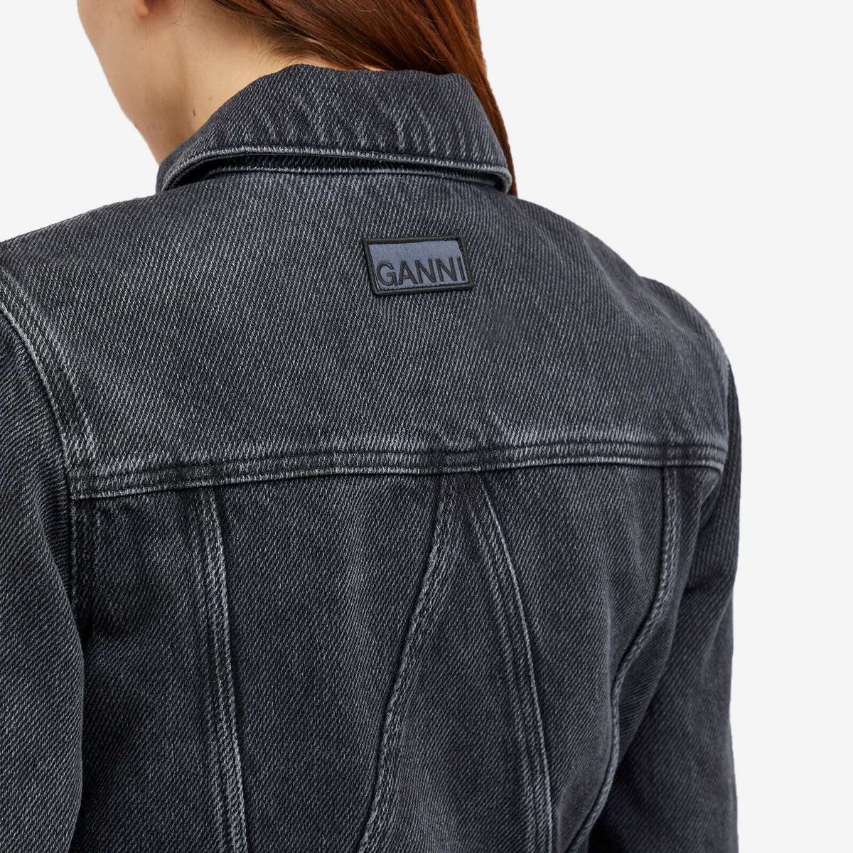 GANNI Women's Denim Crop Jacket in Washed Black/Black GANNI