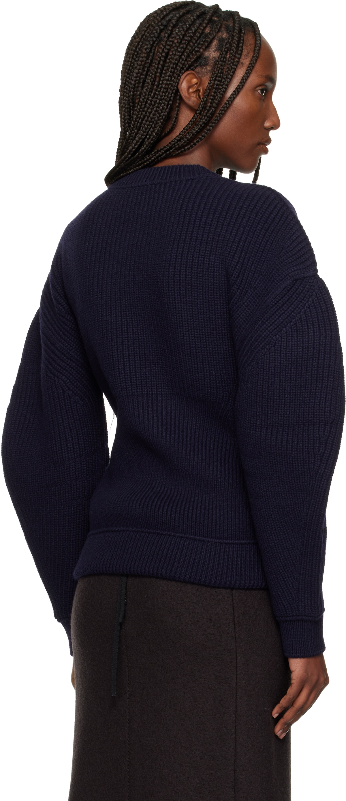 Lanvin Navy Wool Ribbed Sweater Lanvin