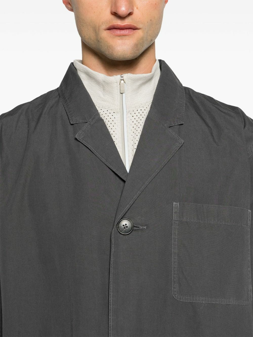 Snow Peak Grey Single-Breasted Cotton Coat Snow Peak