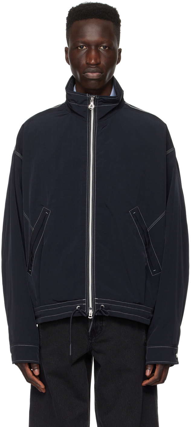 Solid Homme Navy Stitching Bomber Jacket Solid Homme