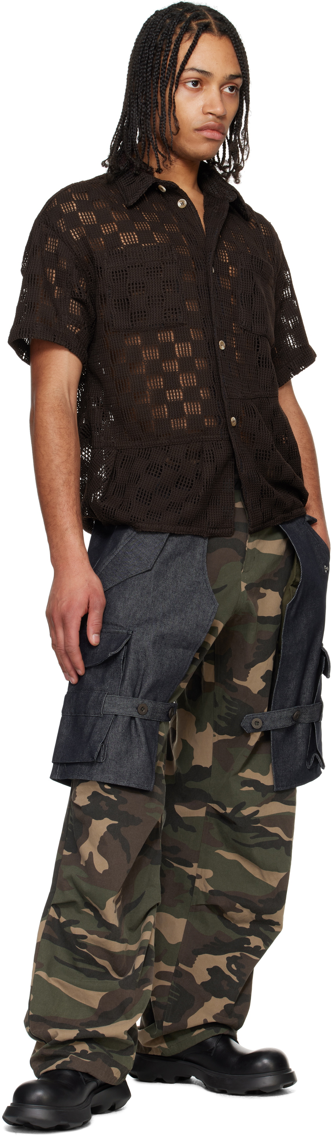 Andersson Bell SSENSE Exclusive Navy & Khaki Raptor Layered Cargo Pants ...