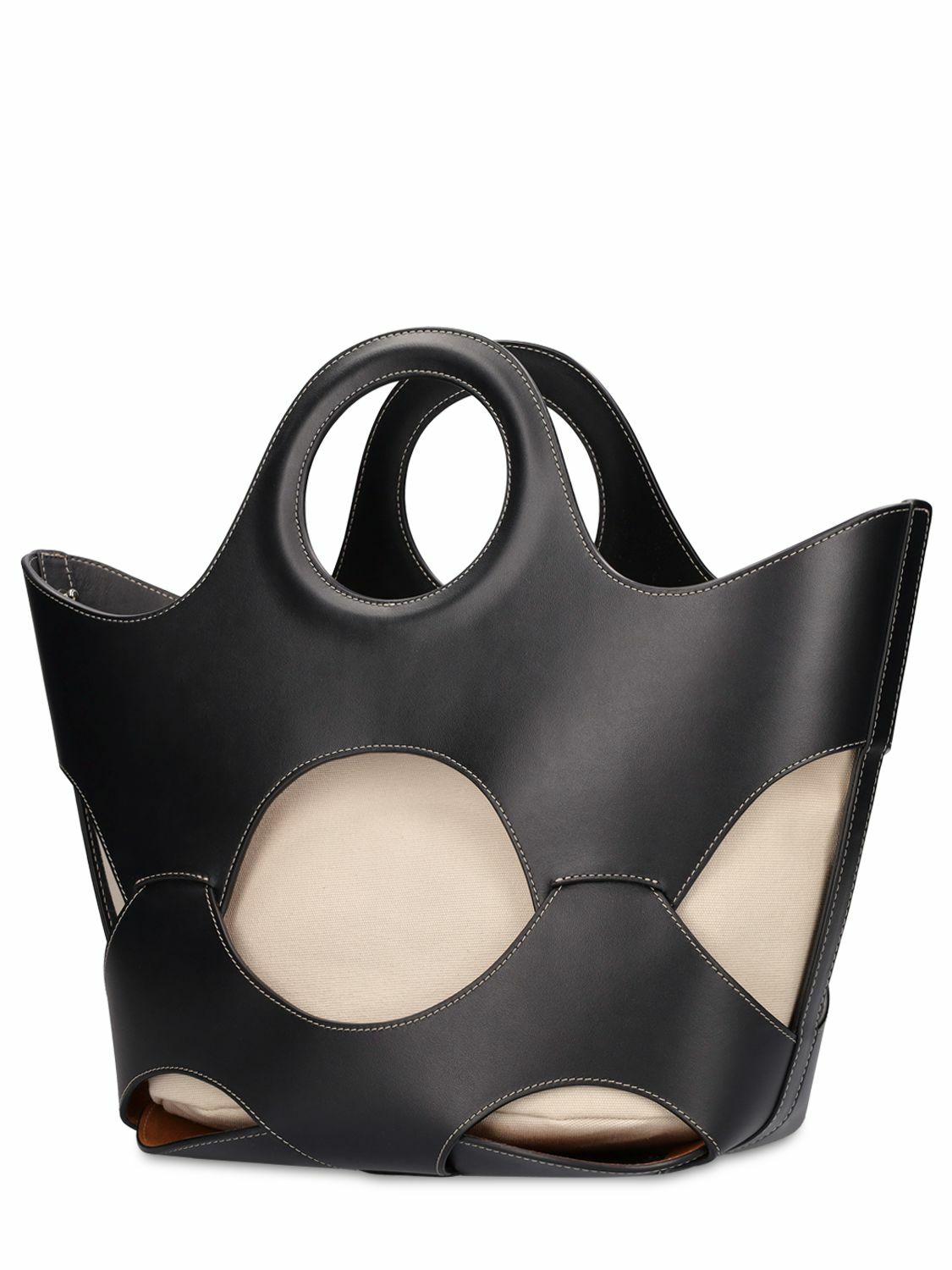 HEREU Onada Canvas & Leather Top Handle Bag HEREU