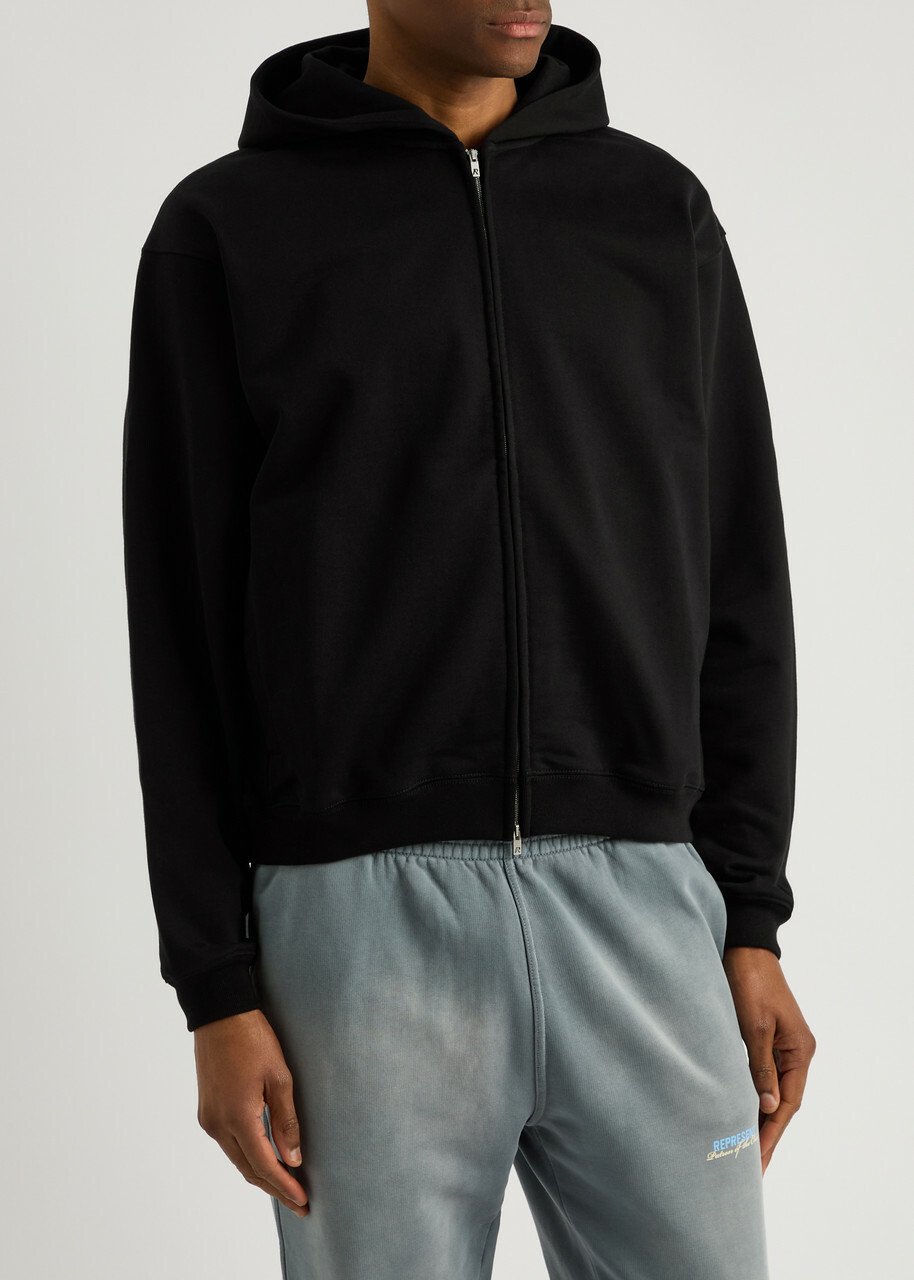 Represent Initial Hooded Cotton Sweatshirt Black Represent
