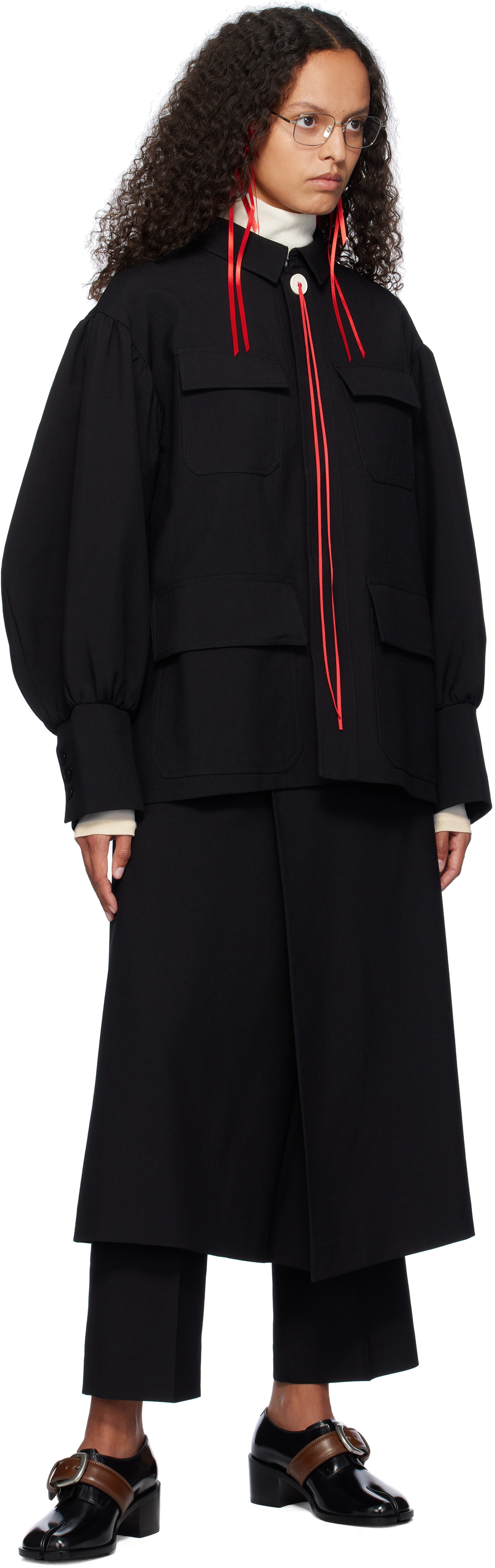 AO Yes Black Gathered Jacket AO Yes