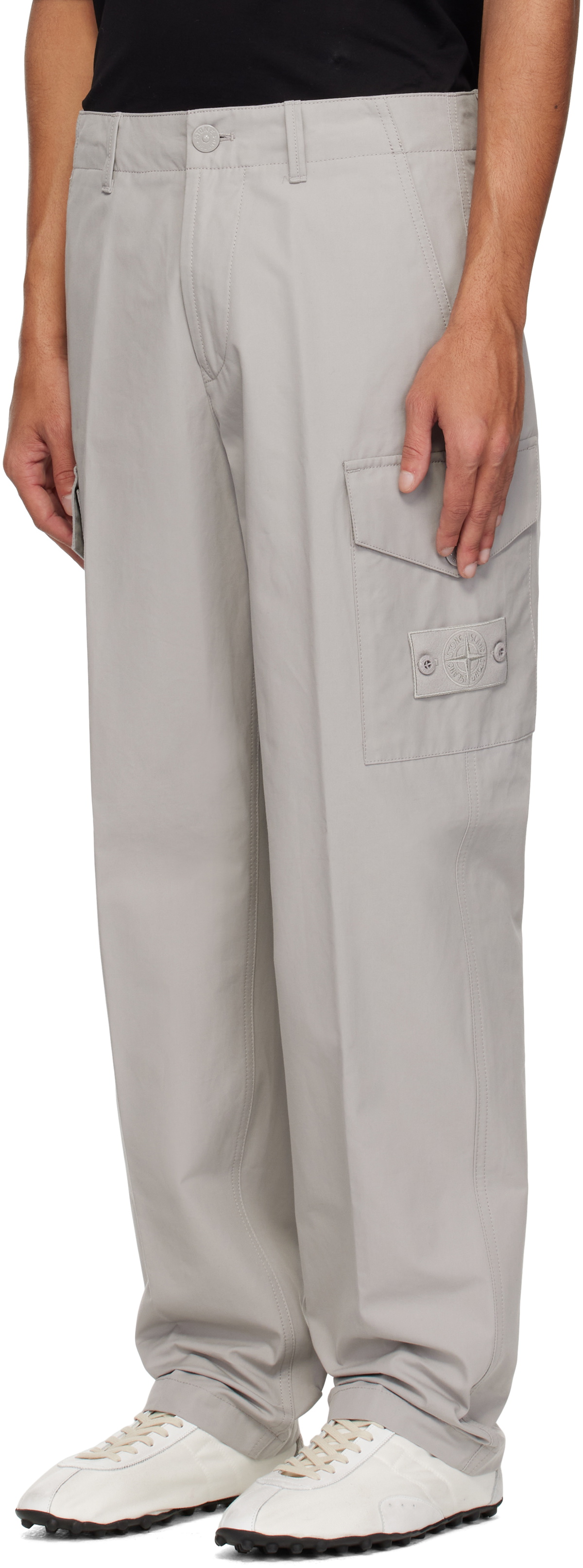 Stone Island Gray Weatherproof Cotton Canvas Ghost Cargo Pants Stone Island