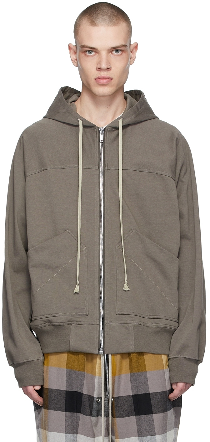Rick Owens Grey Cotton Hoodie Rick Owens