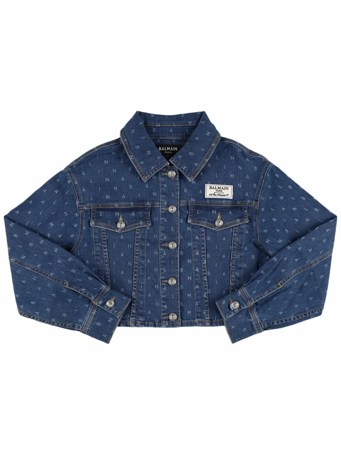 BALMAIN Logo Print Cotton Denim Jacket Balmain