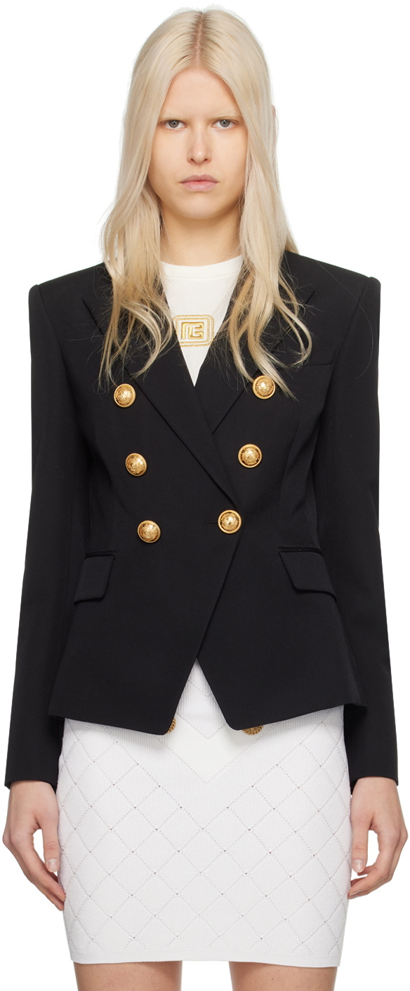 Balmain Black Peaked Lapel Blazer Balmain
