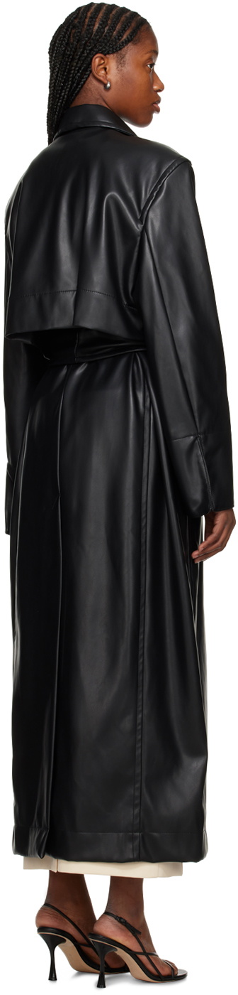 Esse Studios Black Classico Trench Faux-Leather Coat Esse Studios