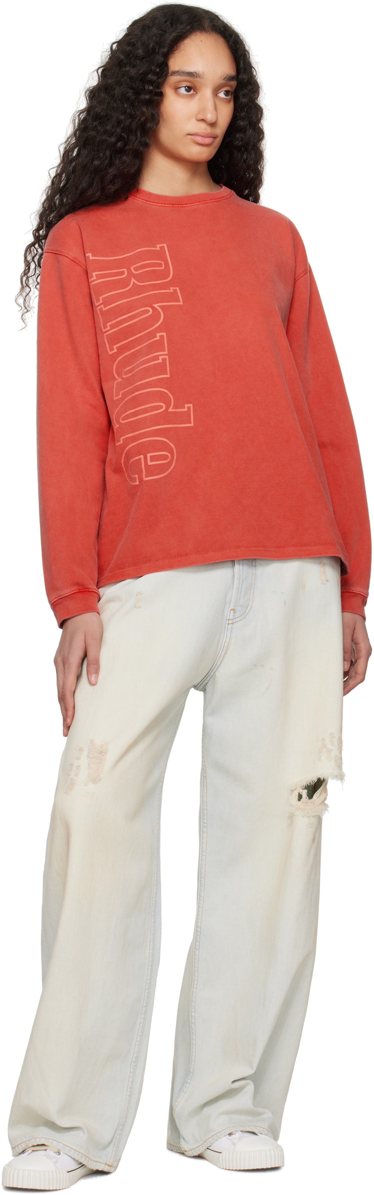 Rhude Red 'Rhude' Side Logo Long Sleeve T-shirt Rhude