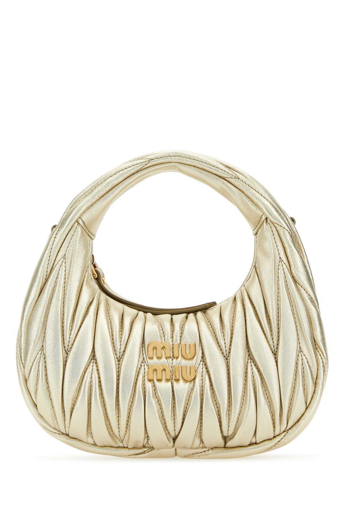 Miu Miu Metallic Gold Nappa Leather Mini Wander Handbag Miu Miu