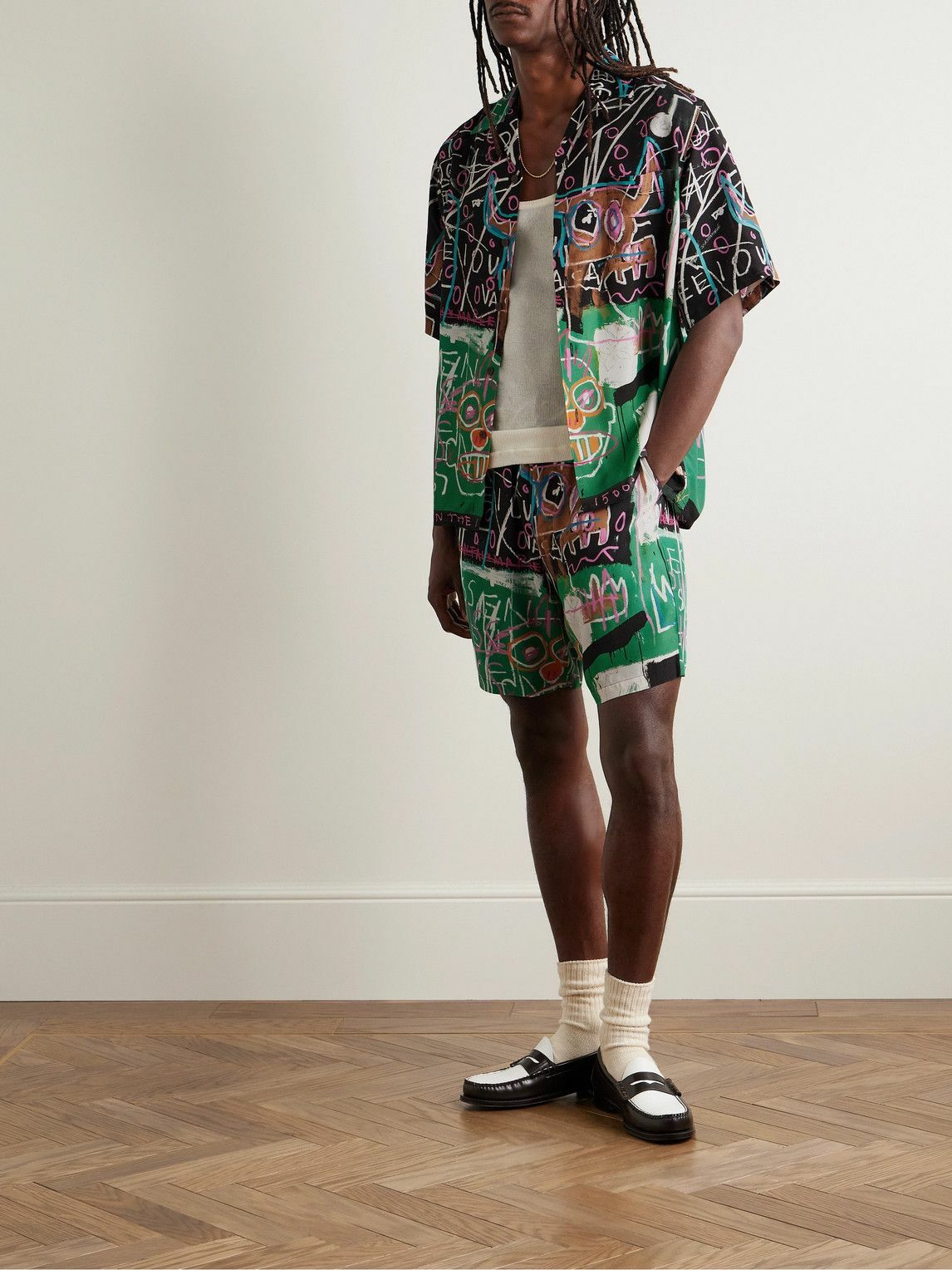 Wacko Maria - Jean-Michel Basquiat Convertible-Collar Printed Woven ...