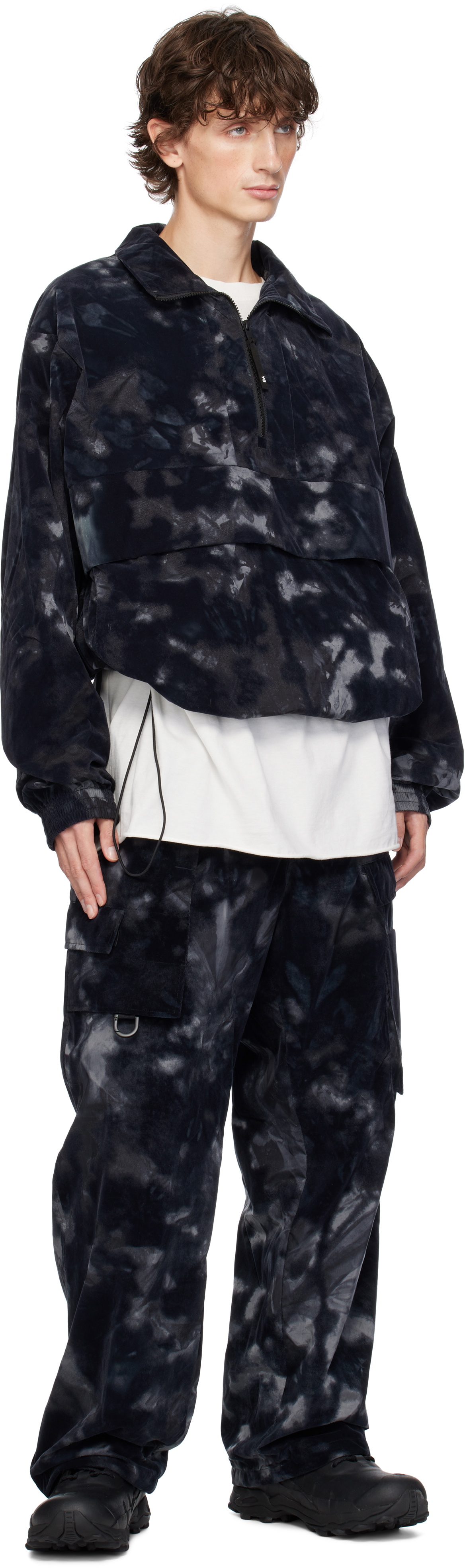 Y-3 Black Allover Print Nylon Shell Cargo Pants Y-3