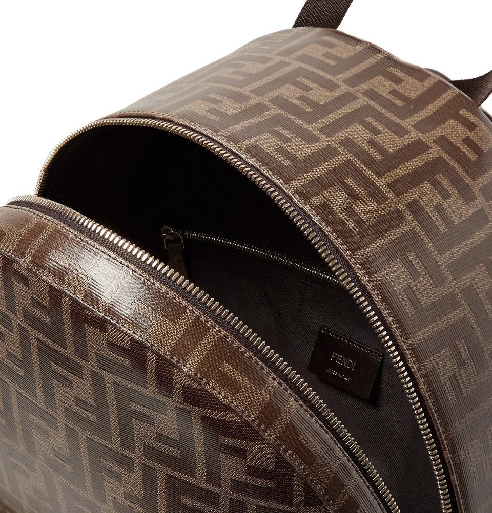 Fendi - Logo-Appliquéd Leather-Trimmed Printed Coated-Canvas Backpack ...