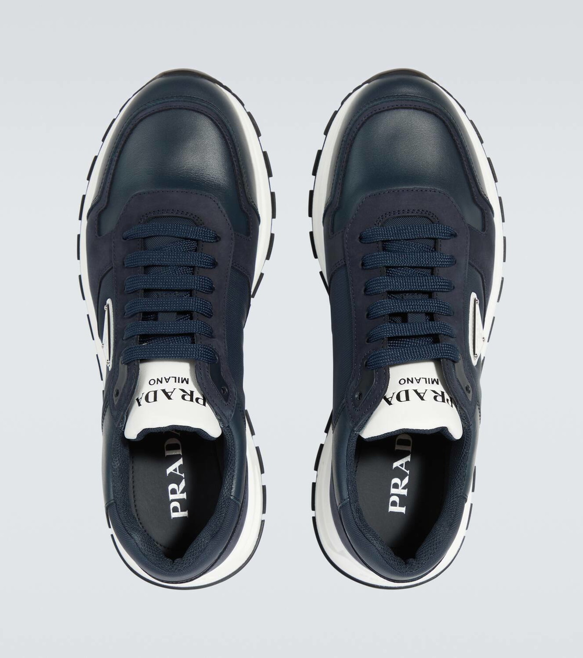 Prada Logo leather-trimmed sneakers Prada