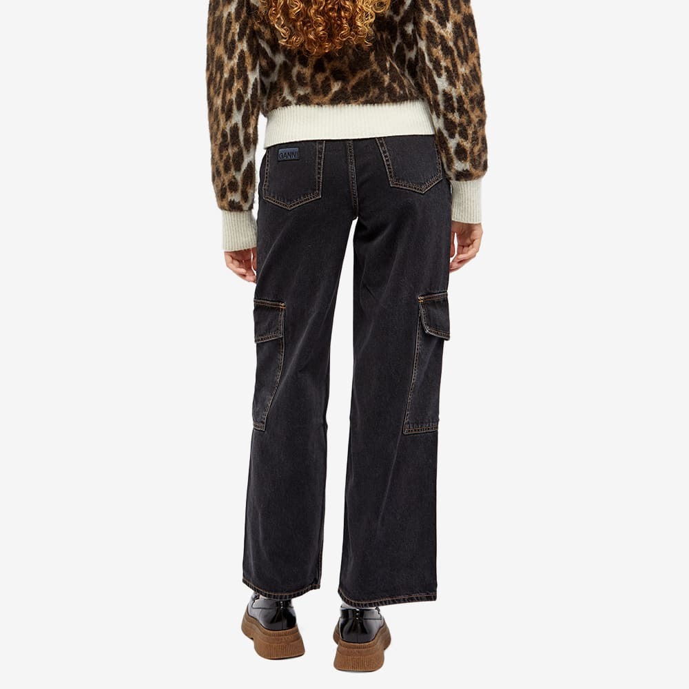 GANNI Women's Rigid Denim Angi Wide Leg Jean in Washed Black GANNI