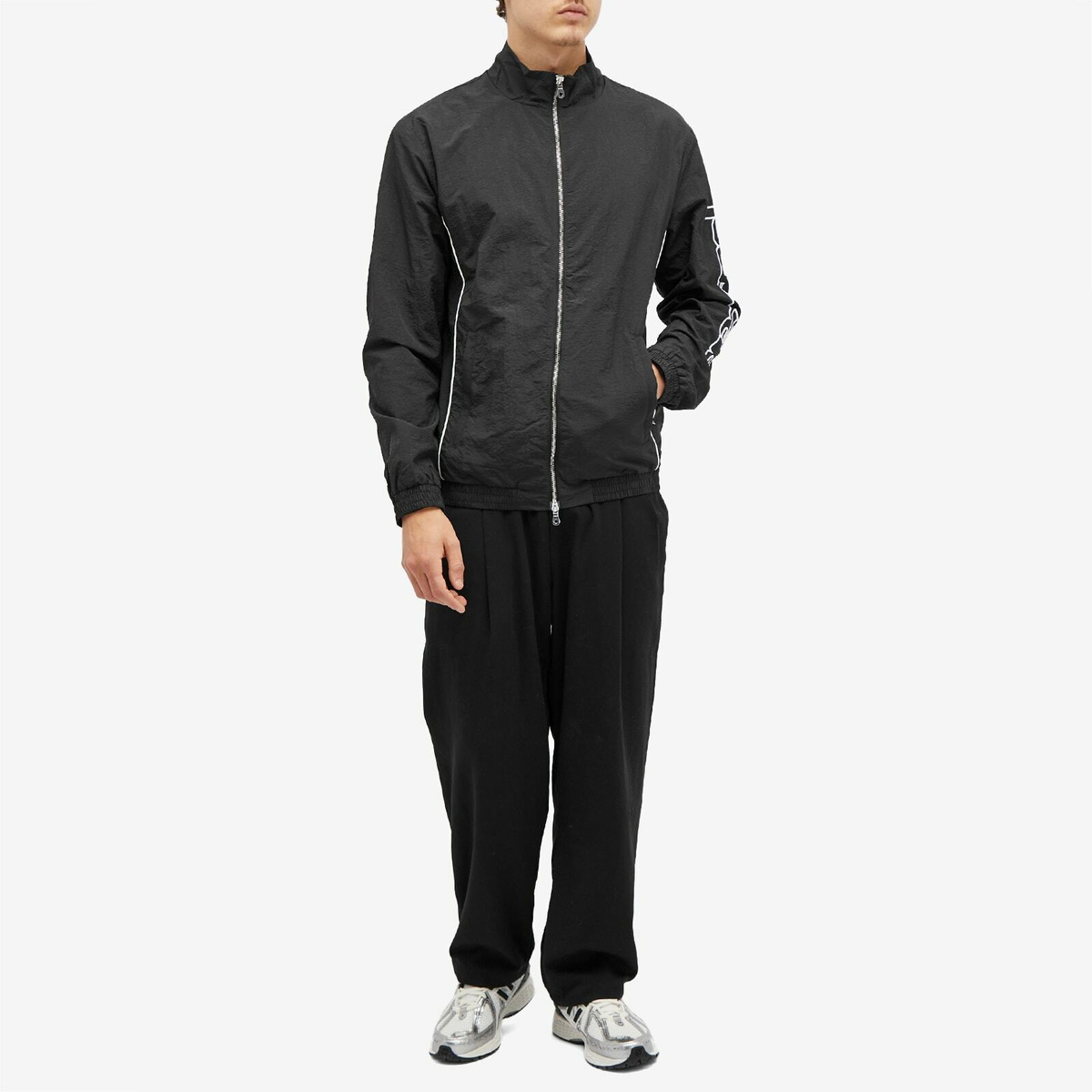 POSTAL Men's Arm Logo Track Jacket in Black POSTAL