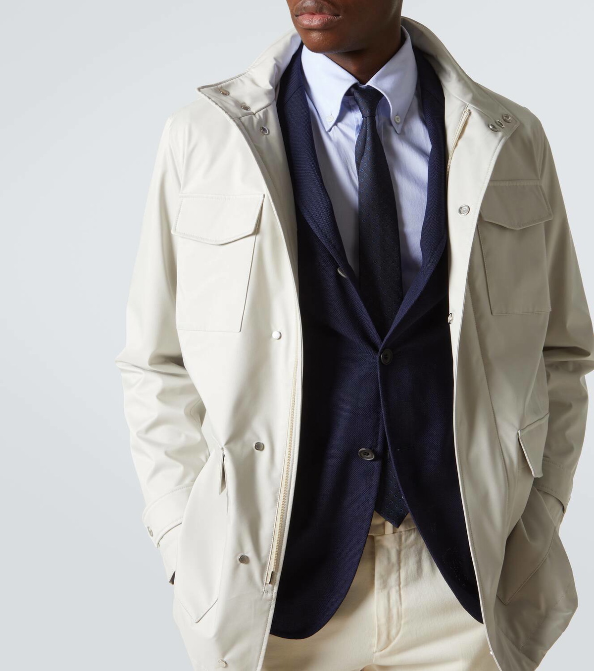 Kiton Leather-trimmed field jacket Kiton