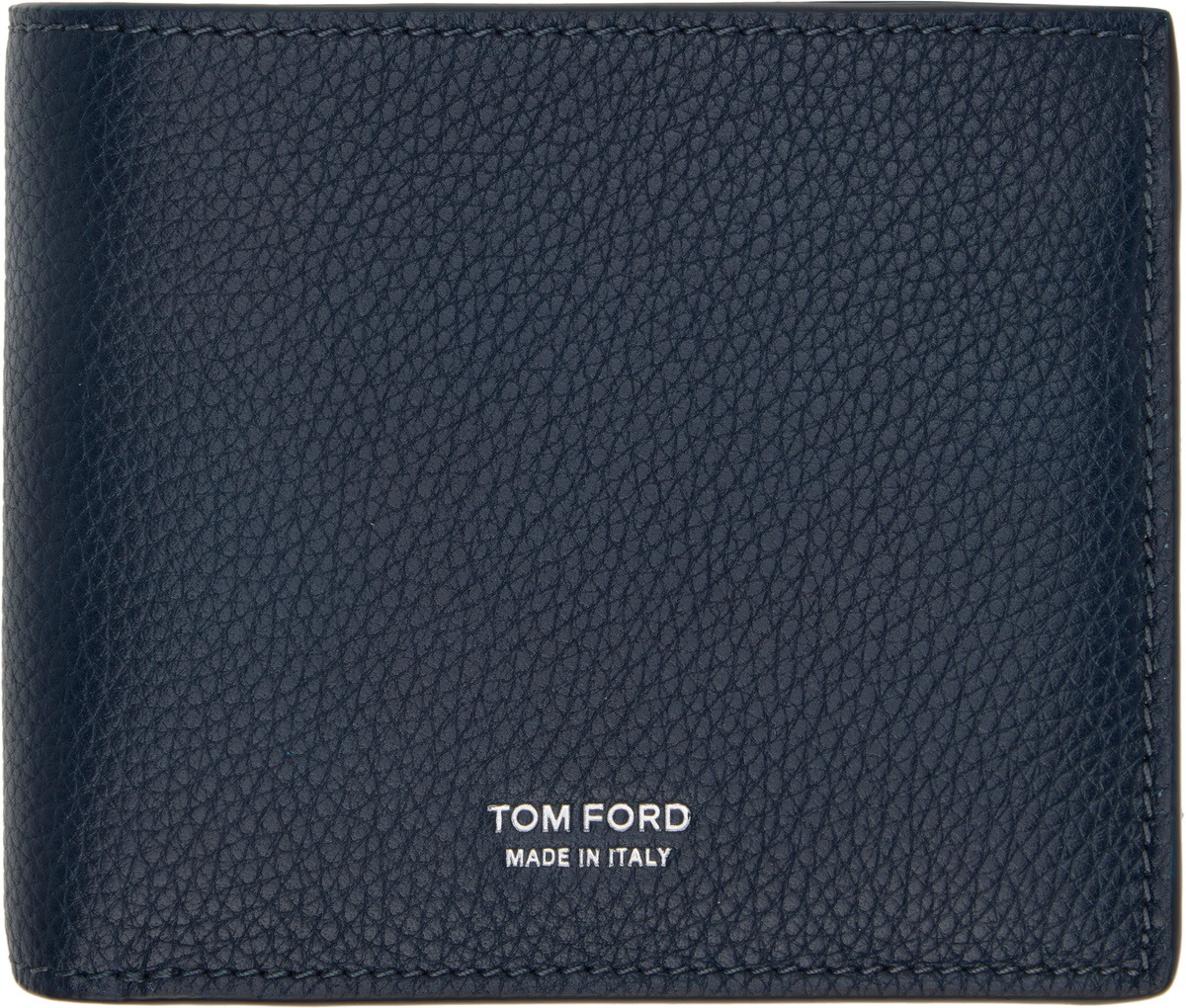 TOM FORD Navy Grain Leather Classic Bifold Wallet TOM FORD