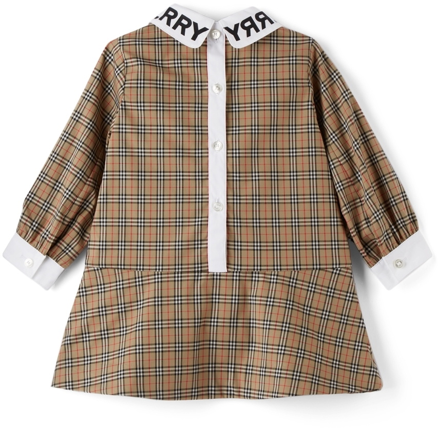 Burberry Baby Beige Check Logo Collar Alicia Dress Burberry