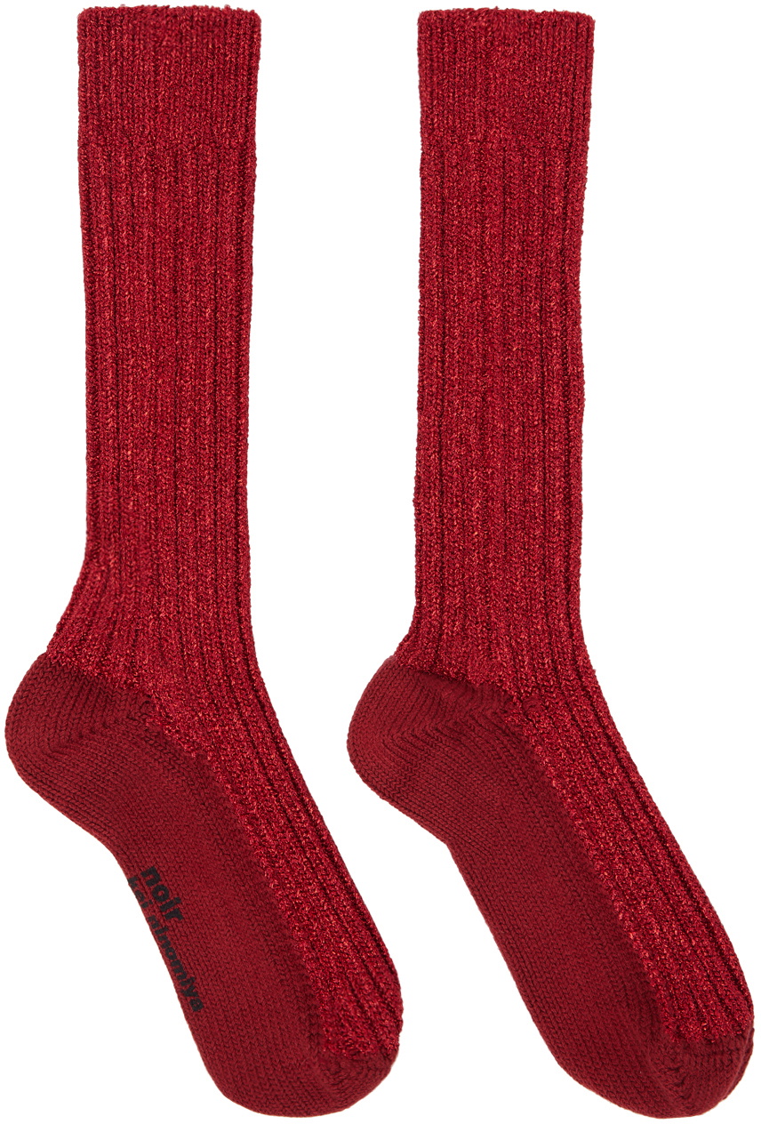 Noir Kei Ninomiya Red Metallic Socks Noir Kei Ninomiya