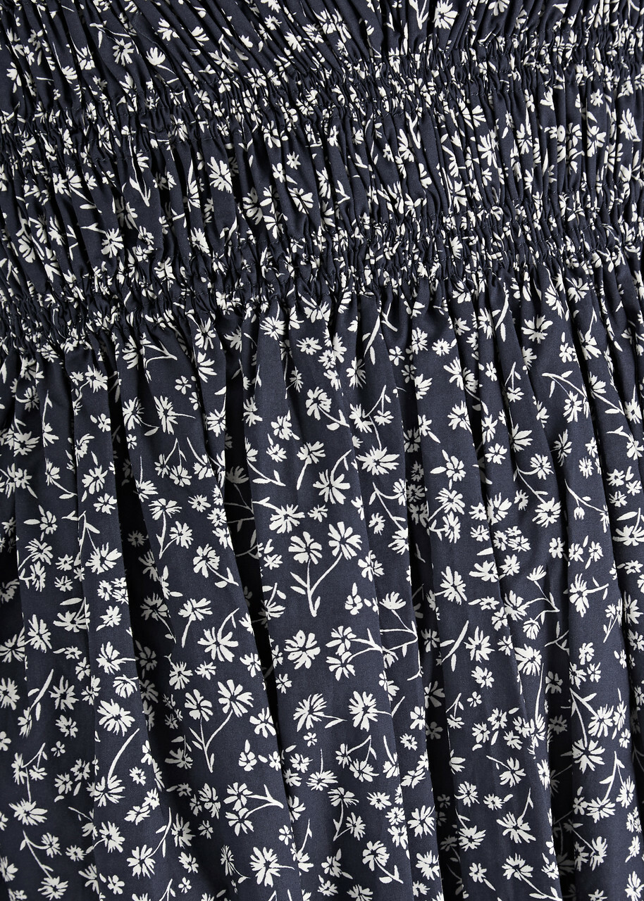 Matteau Floral-print Smocked Cotton Maxi Dress Navy Matteau